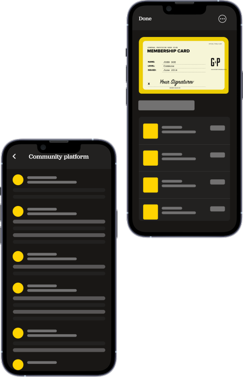 App mockups | General Provision Work Club